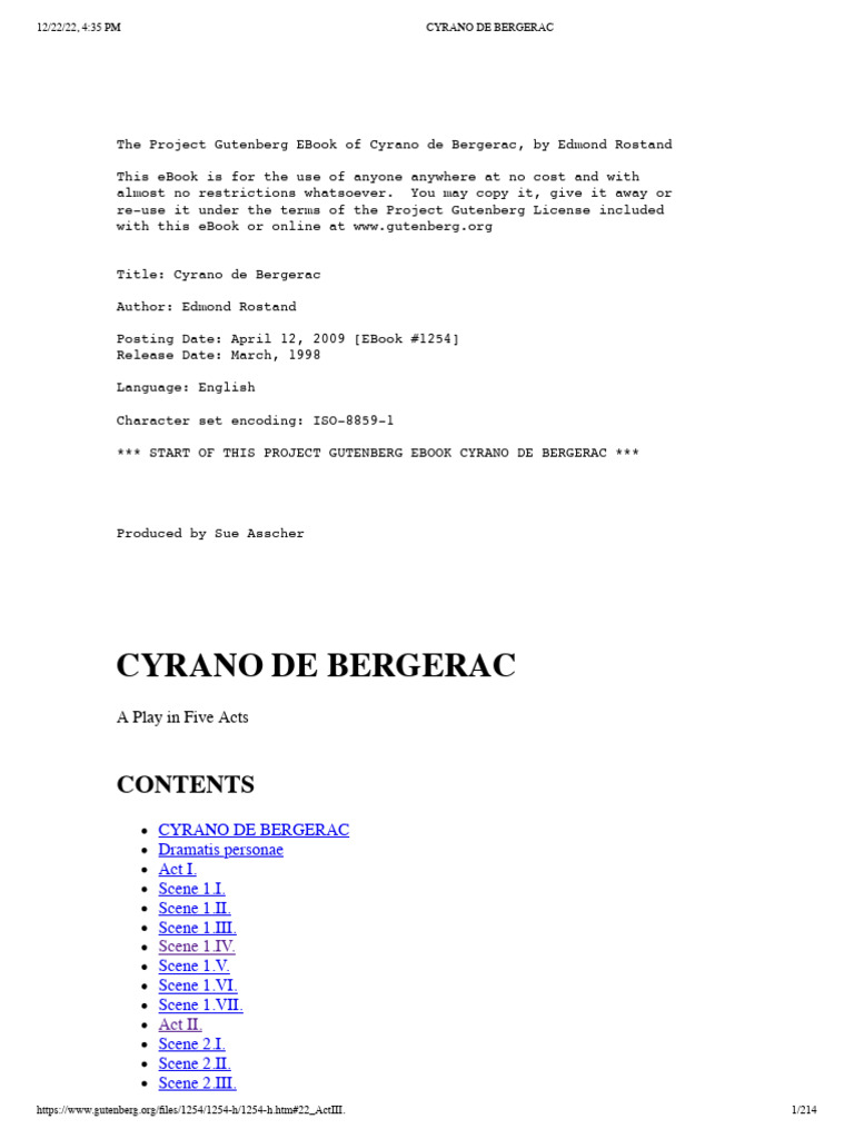 Cyrano de Bergerac | PDF