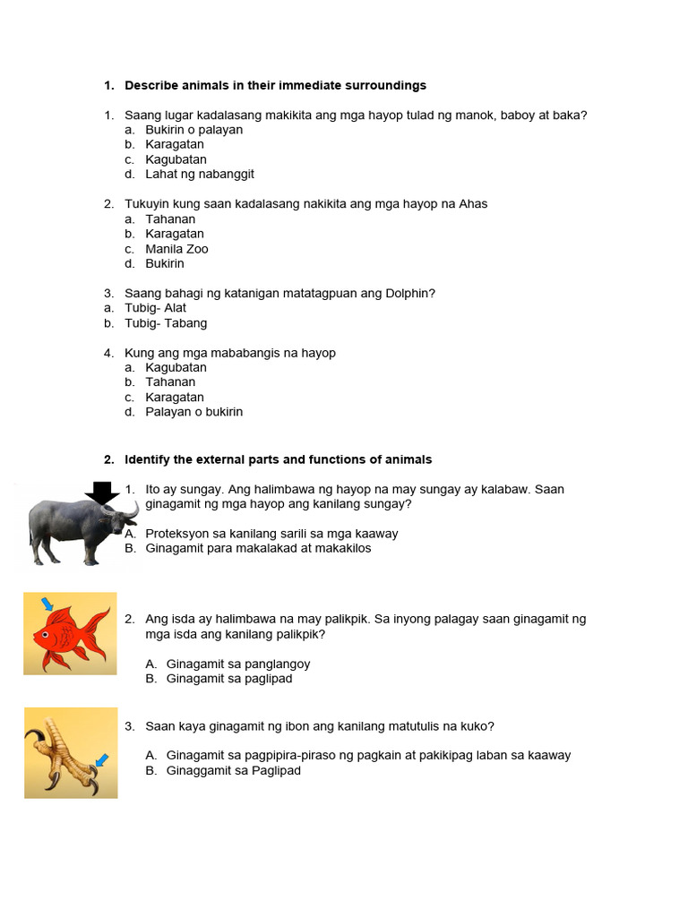 Science 3 Test Items | PDF