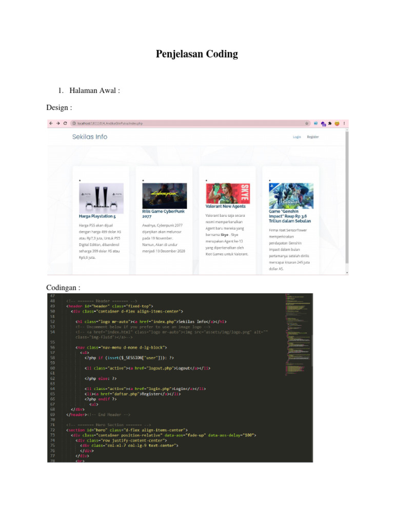 Penjelasan Coding | PDF