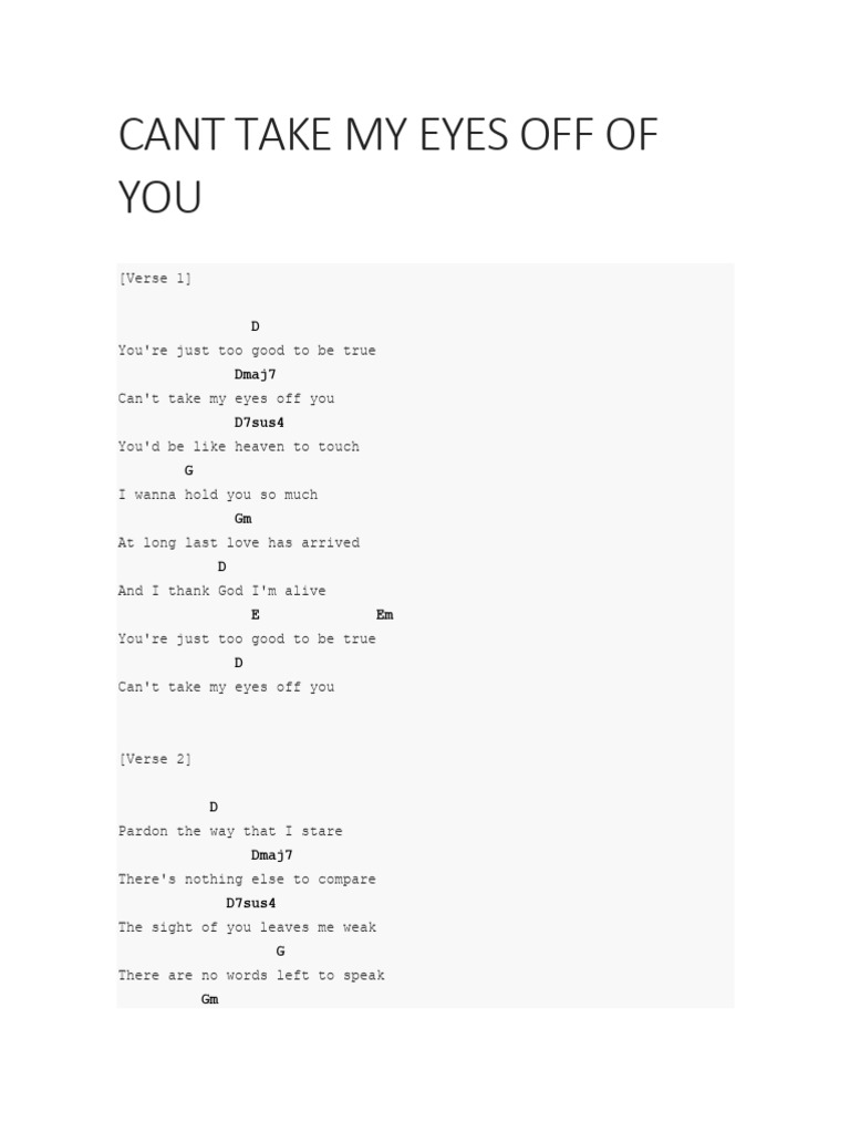 "Can't Take My Eyes Off You Lyrics" | PDF