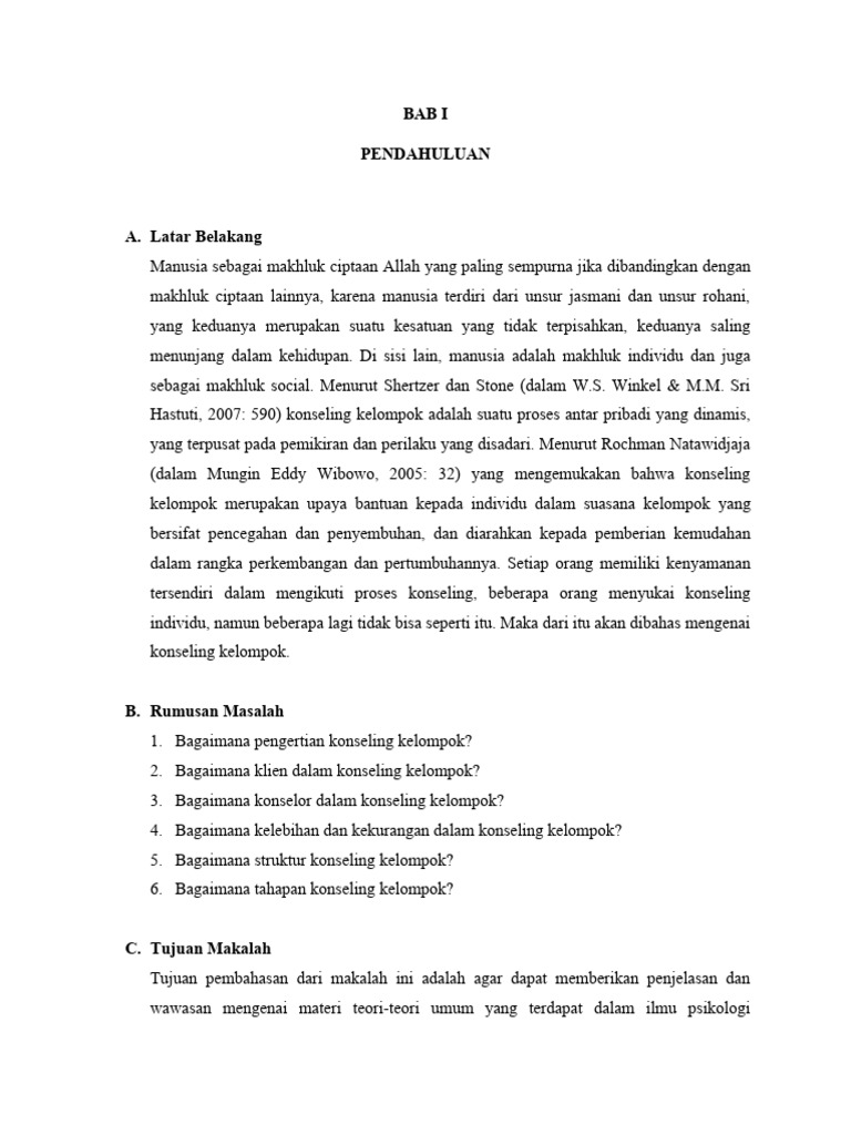 Makalah Konseling Kelompok | PDF | Karier & Perkembangan