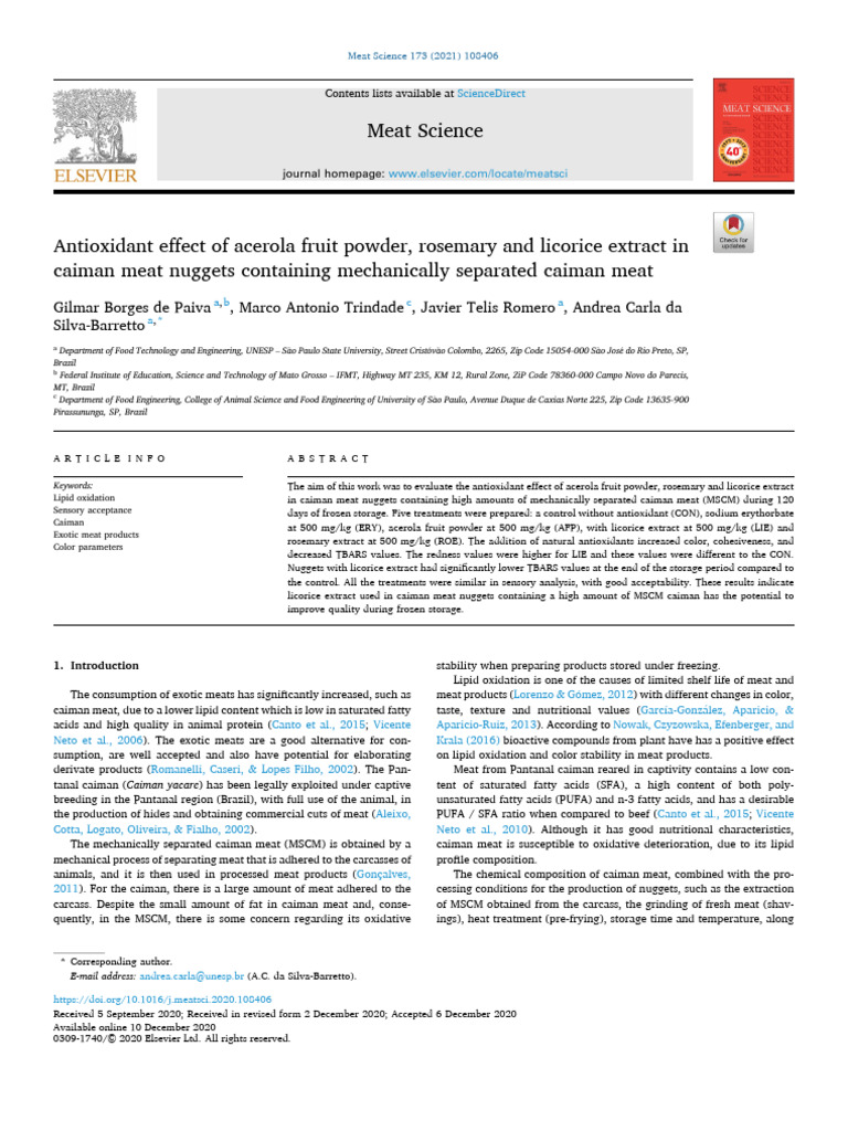 Meat Science: Gilmar Borges de Paiva, Marco Antonio Trindade, Javier ...