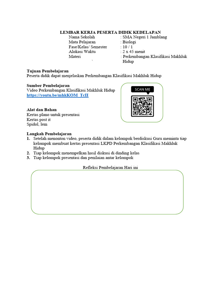 LKPD+Formatif Pertemuan 8 KH | PDF