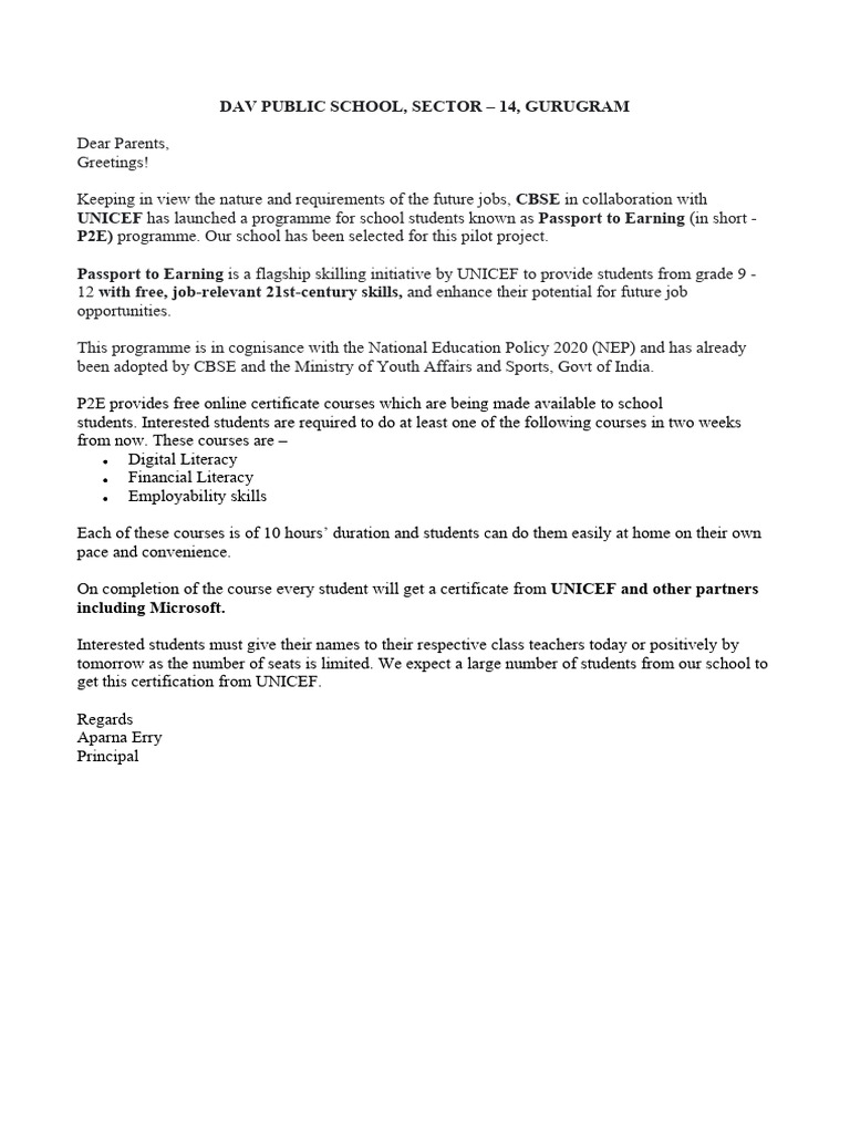 P2E Programme by UNICEF | PDF