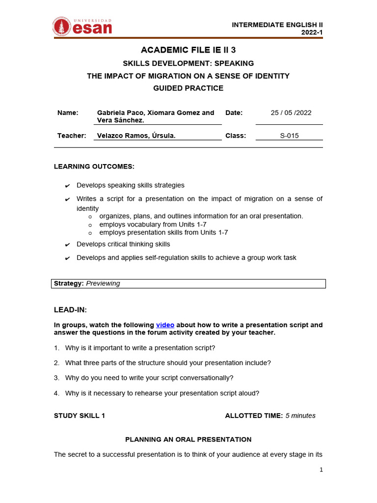 Ie II Af 3 Guided Practice 2022-1 | PDF | Immigration | Linguistics Ie II Af 3 Guided Practice 2022-1 | PDF | Immigration | Linguistics