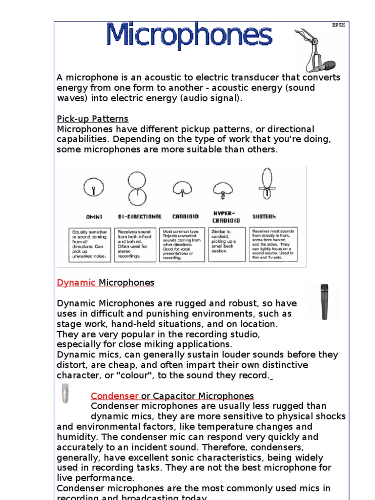 Microphone Worksheet | PDF | Microphone | Sound