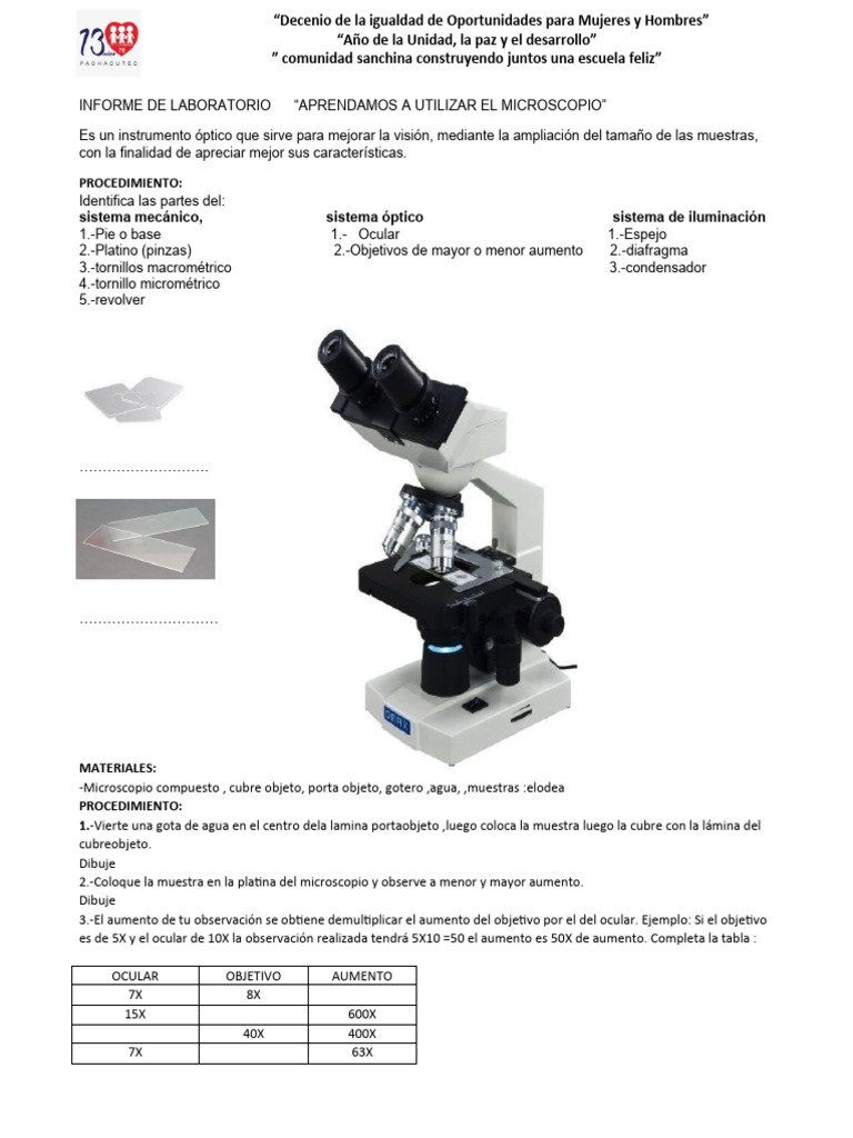 Practica Microscopio | PDF | Microscopio | Atómico
