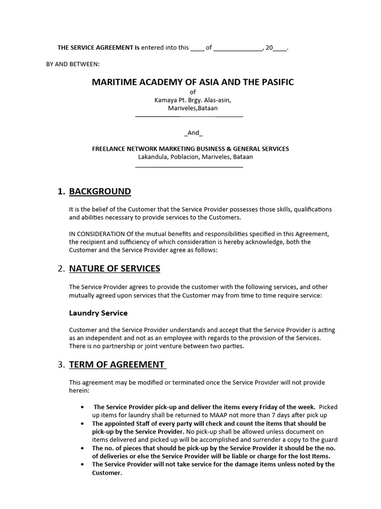 Sample Service Agreement | Download Free PDF | Economies | Business