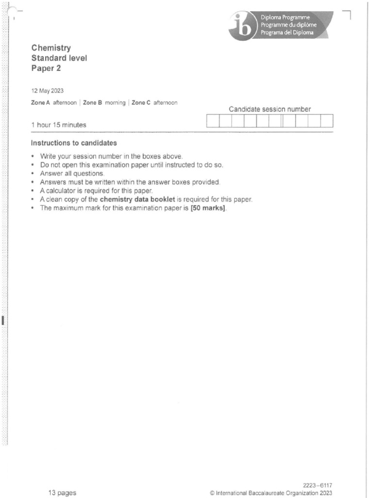 Chemistry Paper 2 SL | PDF