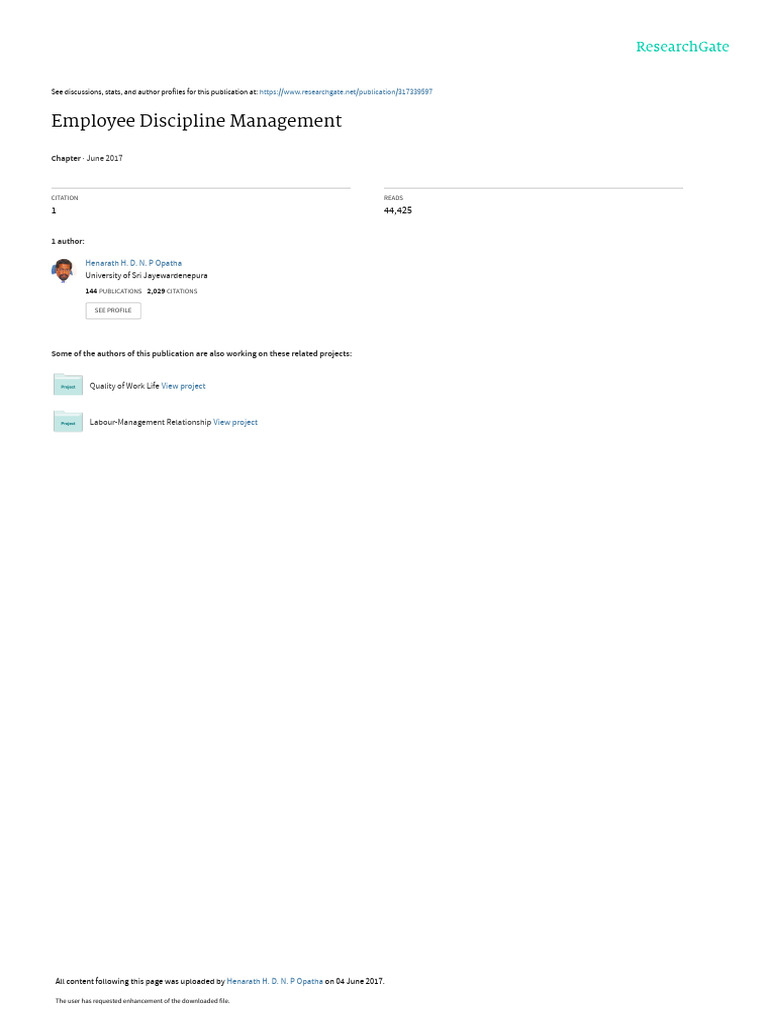 Employee Discipline Management | PDF | Disciplines | Employment