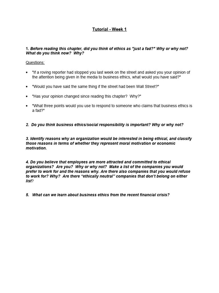 Tutorial W1 | PDF | Business Ethics | Behavioural Sciences