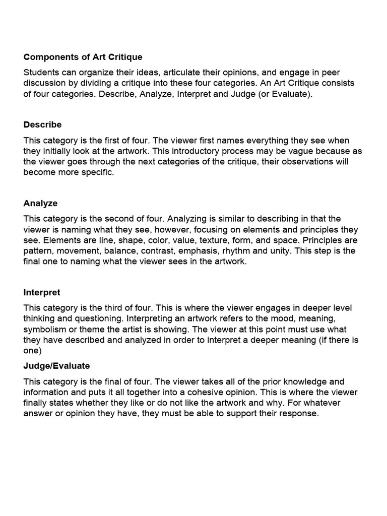 Art Critique: Four Key Components | PDF
