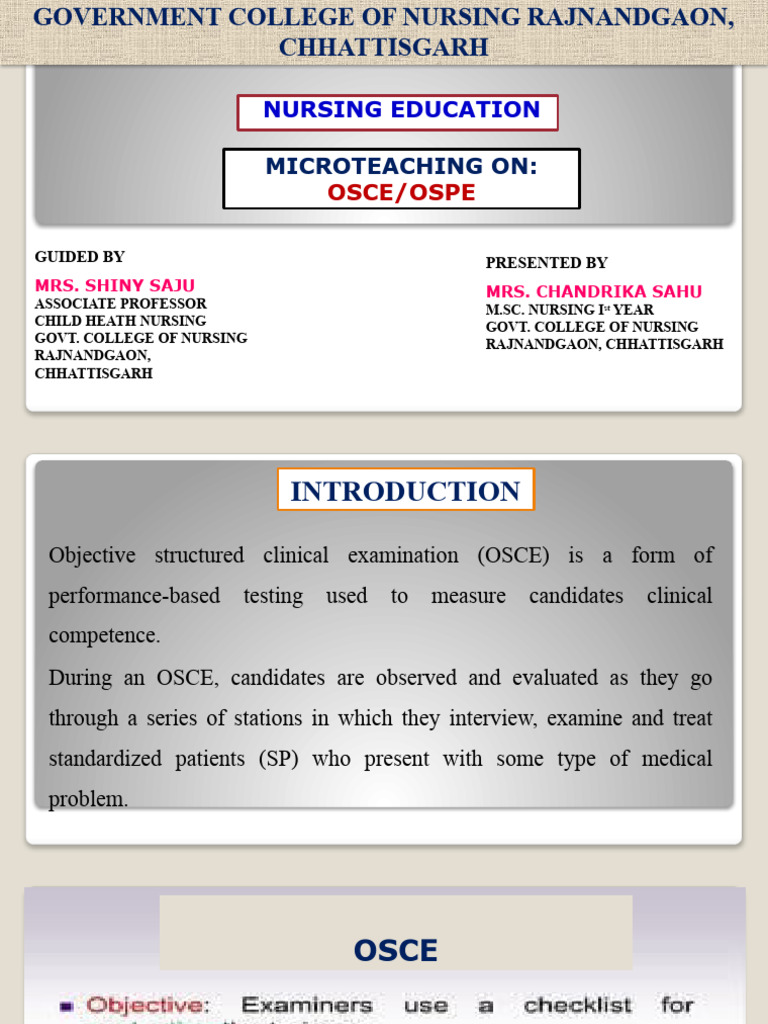 Presentation1 of OSCE-OSPE | PDF | Nursing | Public Services