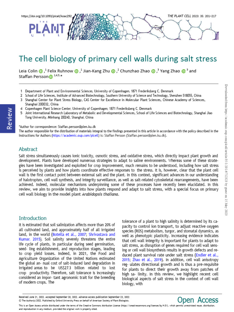 Colin Et Al., 2023-The Cell Biology of Primary Cell Walls During Salt ...