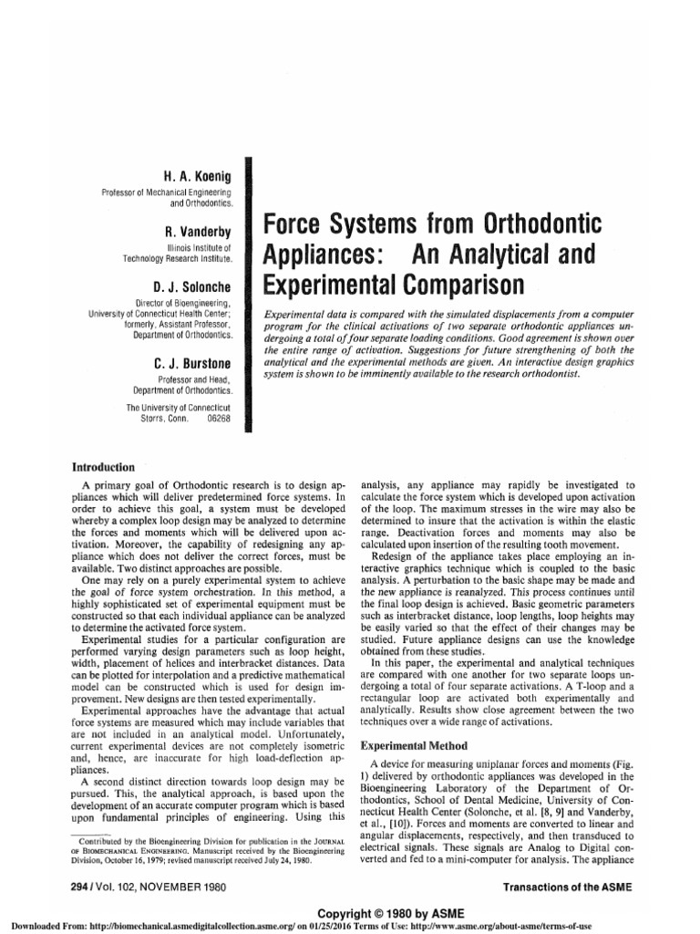 Koenig 1980 | PDF | Bending | Orthodontics