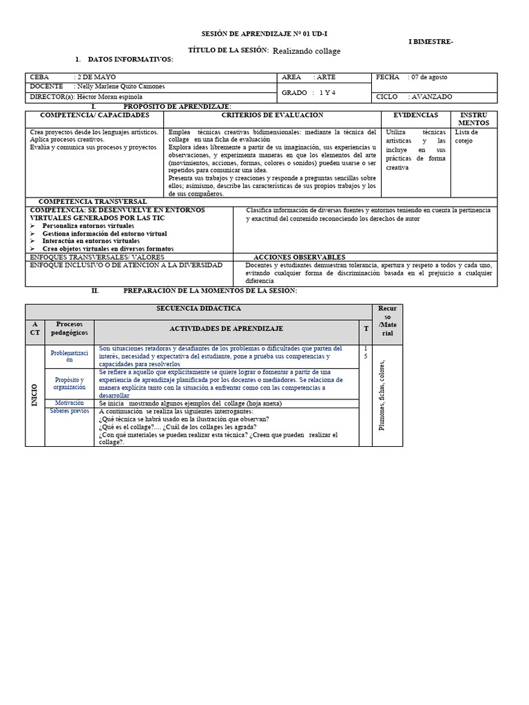 Ud-I Sesión 1 Arte 1,2,3,4 Colage | PDF | Collage | Pinturas