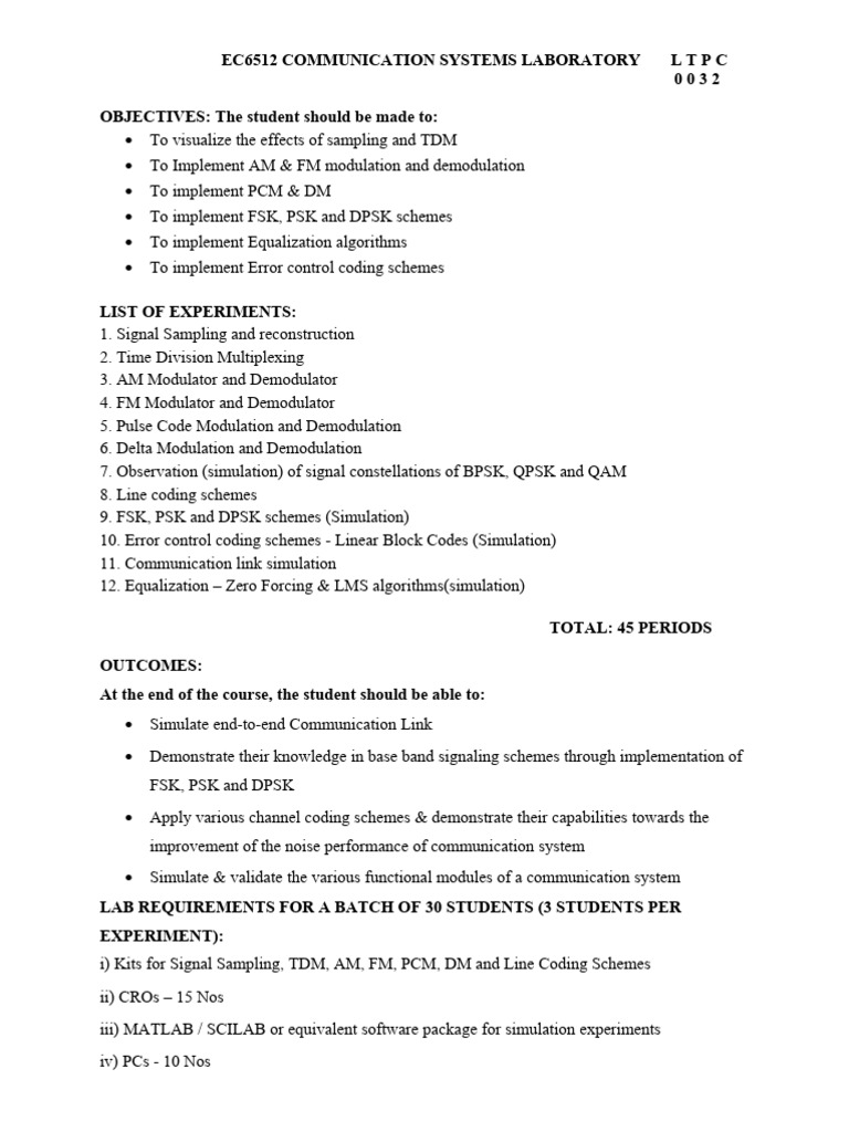 EC6512 CS Lab Syllabus | PDF | Computers