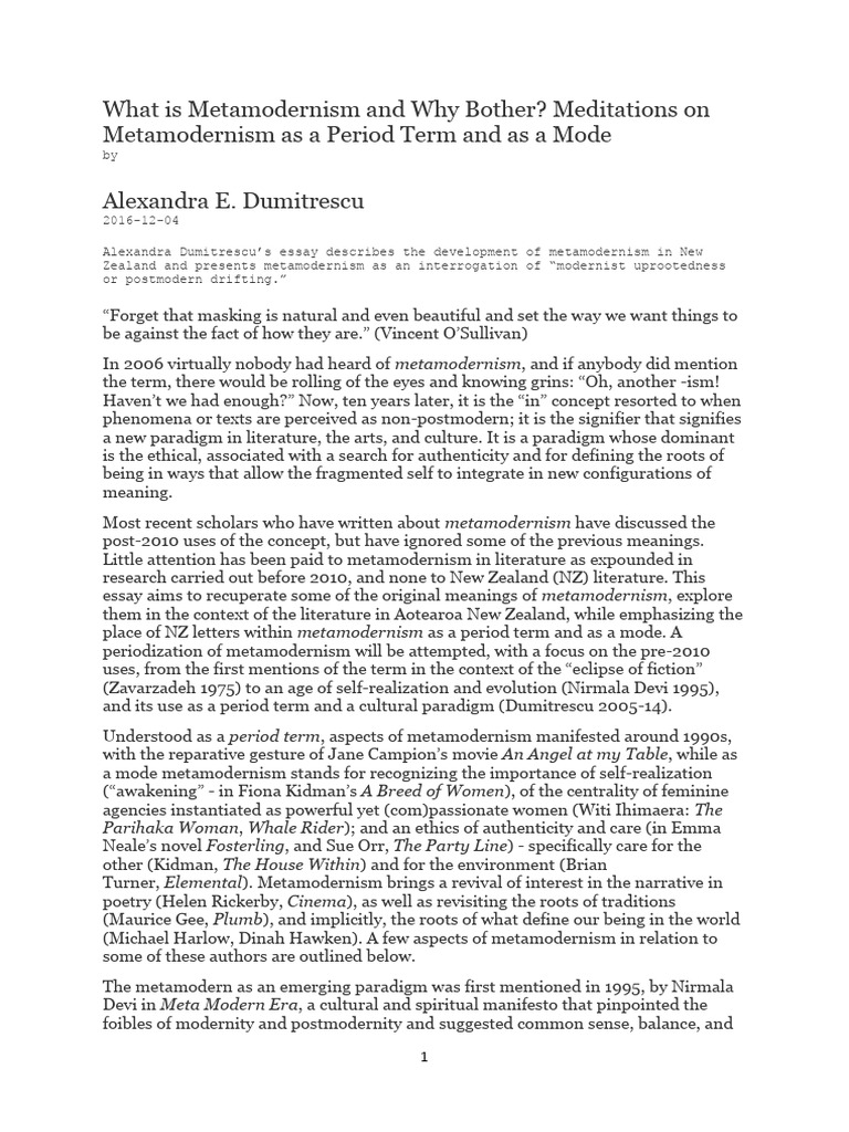 What Is Metamodernism and Why Bother Med | PDF