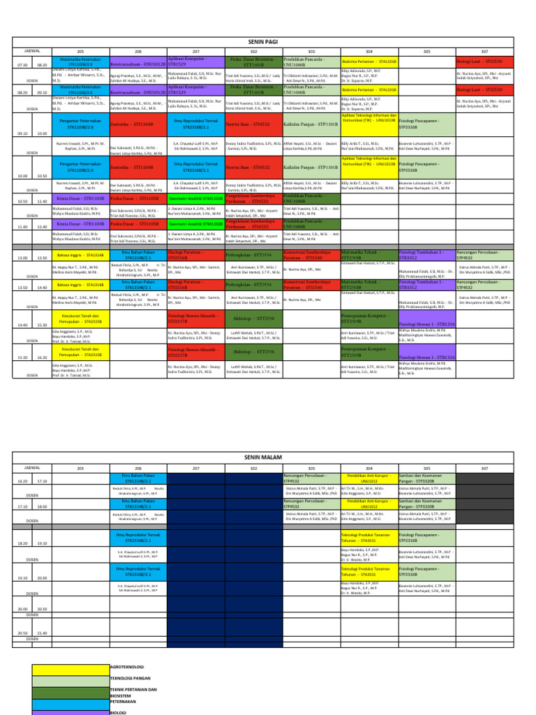 Jadwal Perkuliahan FST Ganjil 2023-2024 | PDF