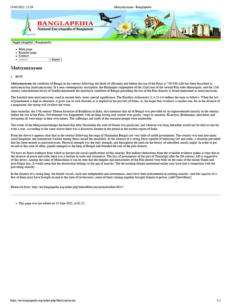 Understanding Matsyanyayam in Bengal | PDF | Asia