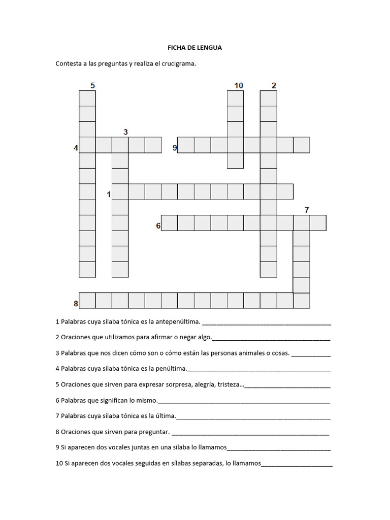 Crucigrama y Solución | PDF | Adjetivo | Sintaxis