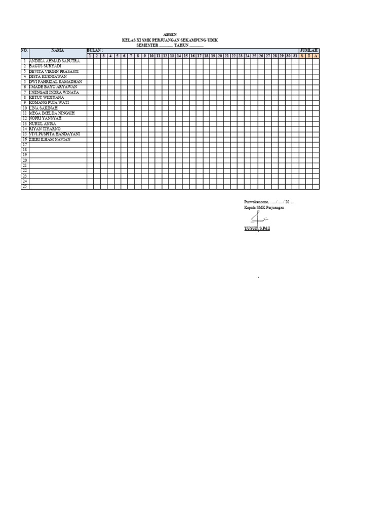 Absen Dan Leger Baru Genap 2022-2023 | PDF