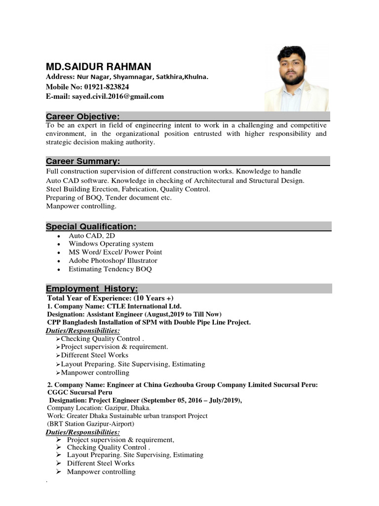 RESUME OF SAYED New CV 1 | PDF
