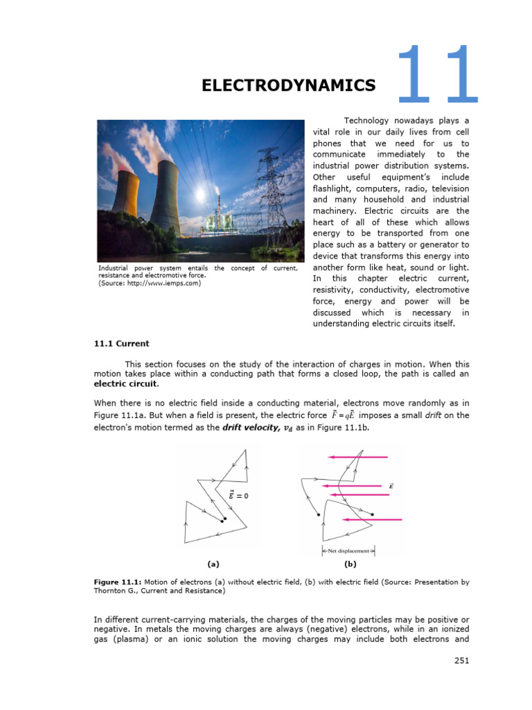 Chapter 11 Electrodynamics | PDF | Electrical Resistivity And Conductivity | Voltage
