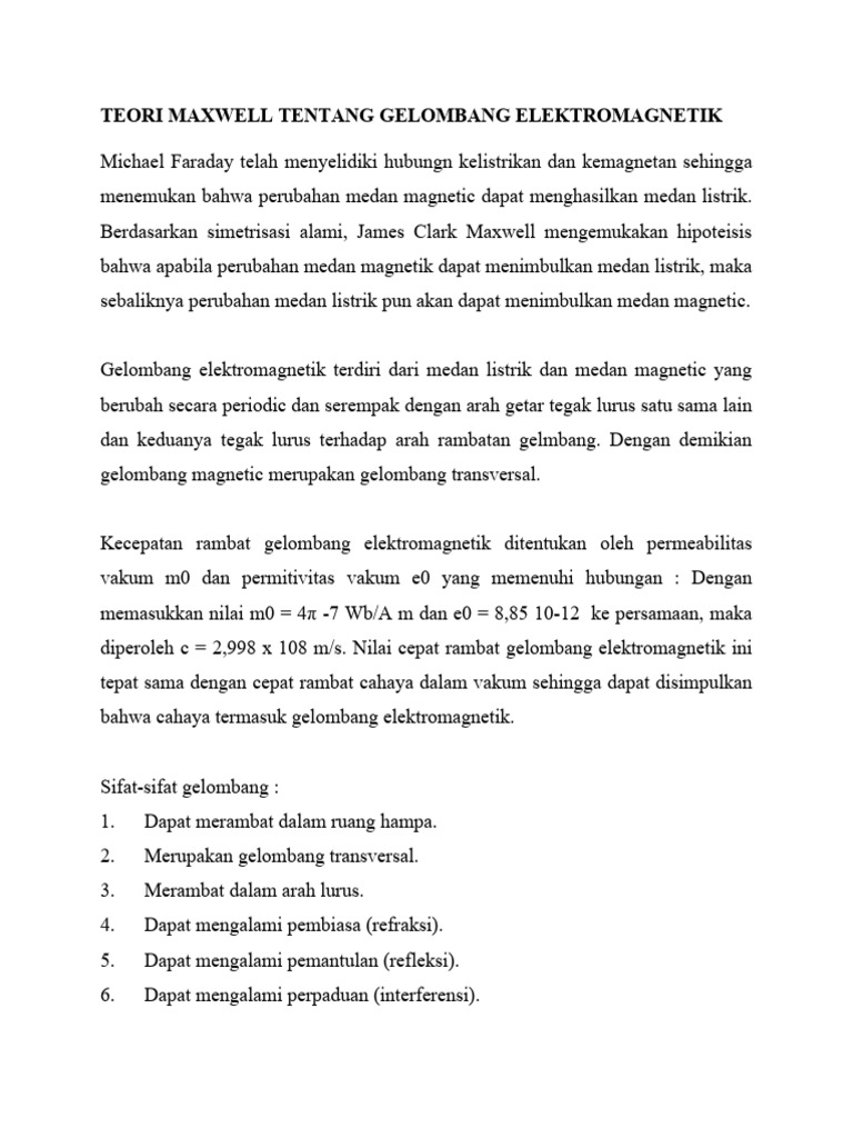 Teori Maxwell Tentang Gelombang Elektromagnetik | PDF