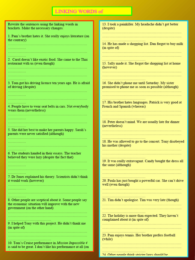 Linking Words of Contrast - 17052 | PDF