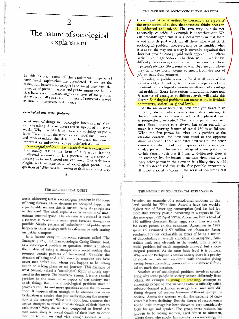 2 The Nature of Sociological Explanation: Social Problem | PDF ...