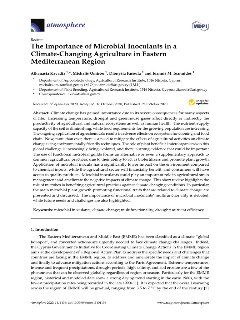 The Importance of Microbial Inoculants in Climate-Changing Agriculture ... The Importance of Microbial Inoculants in Climate-Changing Agriculture ...