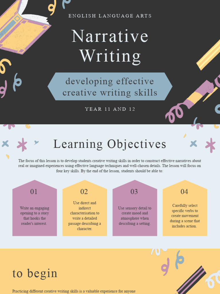 Narrative Creative Writing Skills English Presentation in Charcoal Colourful Fun Style | PDF ...