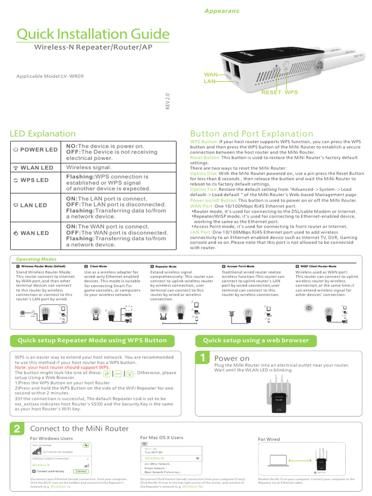 WR09 Quick Installation Guide | PDF | Wireless Lan | Wi Fi
