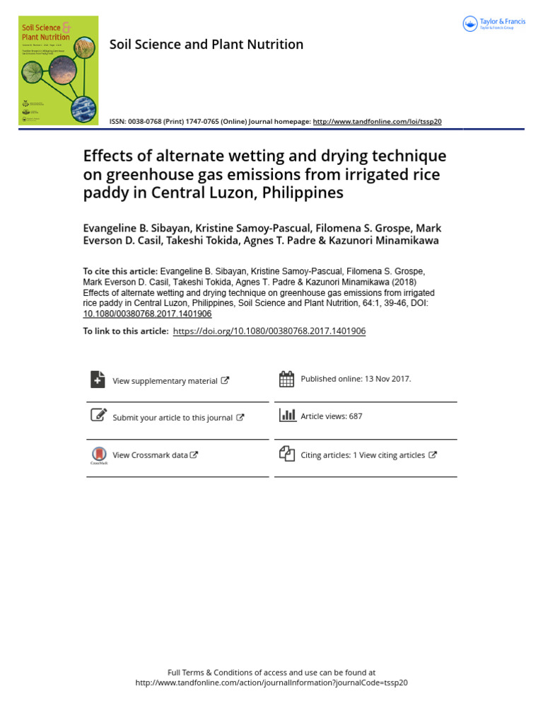 Effects of Alternate Wetting and Drying Technique On Greenhouse Gas ...