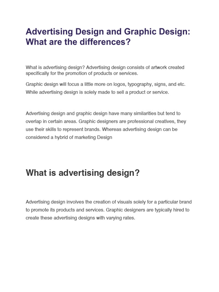 Differences Between Advertising and Graphic Design | PDF | Graphic ...