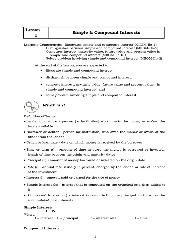 Gen Math - Q2 - SLM - WK1 | PDF | Interest | Compound Interest