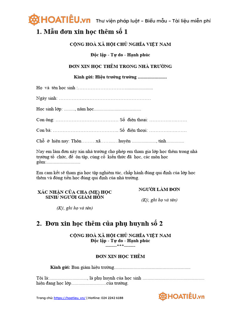 Mau Don Xin Hoc Them Moi | PDF