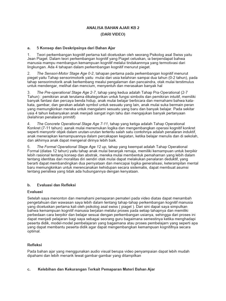 Analisa Bahan Ajar KB 2 | PDF