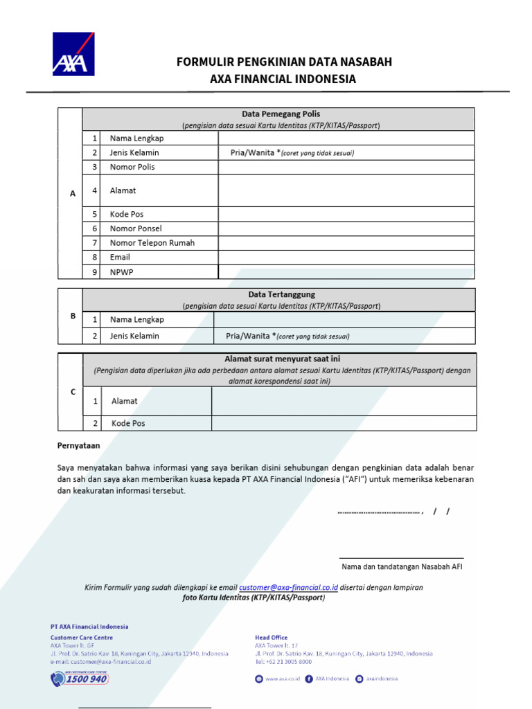 Formulir Pengkinian Data Nasabah | PDF