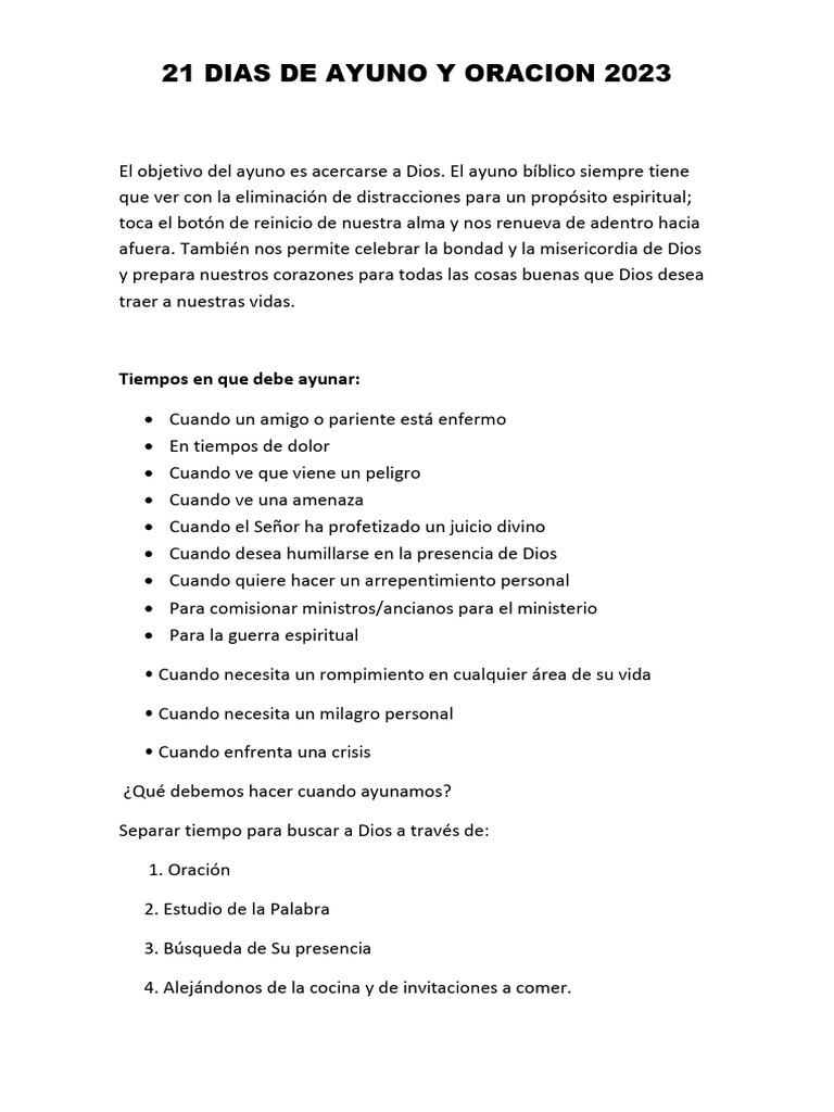 21 Días de Ayuno y Oración 2023 | PDF | Rápido | Dios