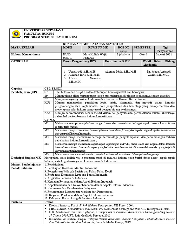 RPS Hukum Kemaritiman | PDF