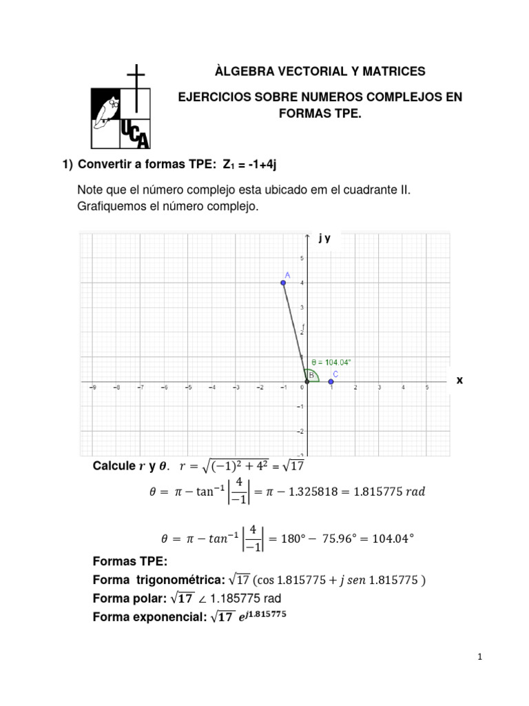 Ejercicios de Números Complejos en Forma Polar | PDF | Número complejo ...