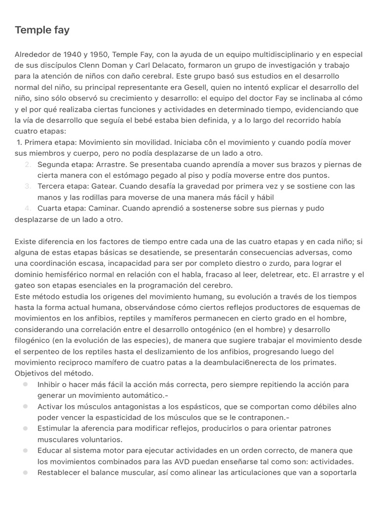 Método Temple Fay en el Desarrollo Infantil | PDF | Cerebro | Músculo ...