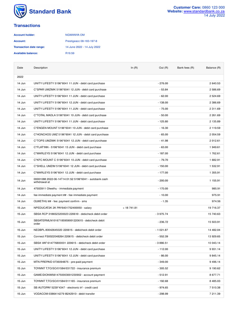 Statement 08 183 197 8 | PDF | Prepaid Mobile Phone | Debit Card