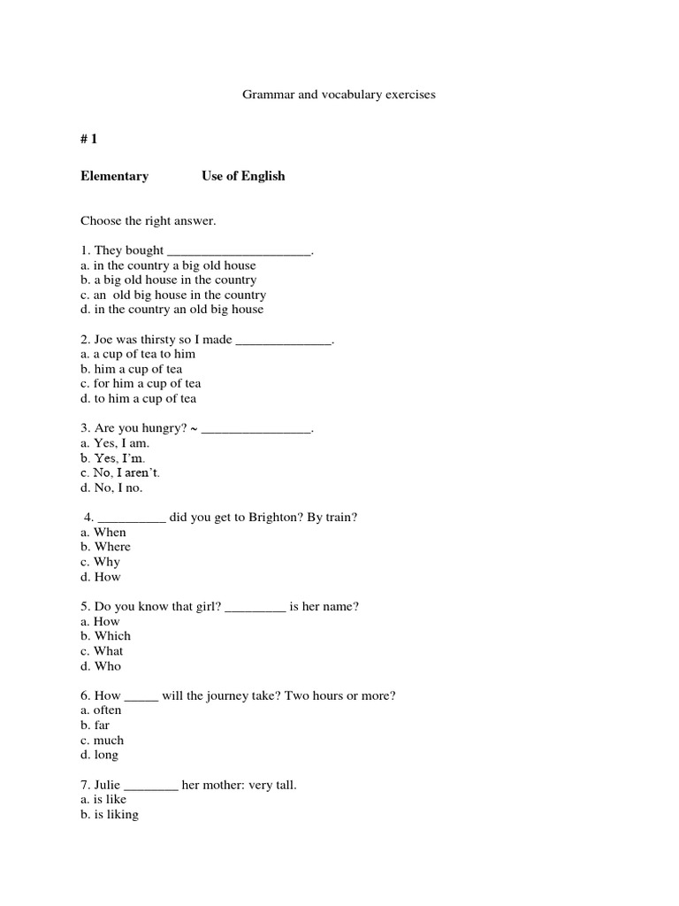 EFL - Use of English and Vocabulary Building Exercises With Key | PDF