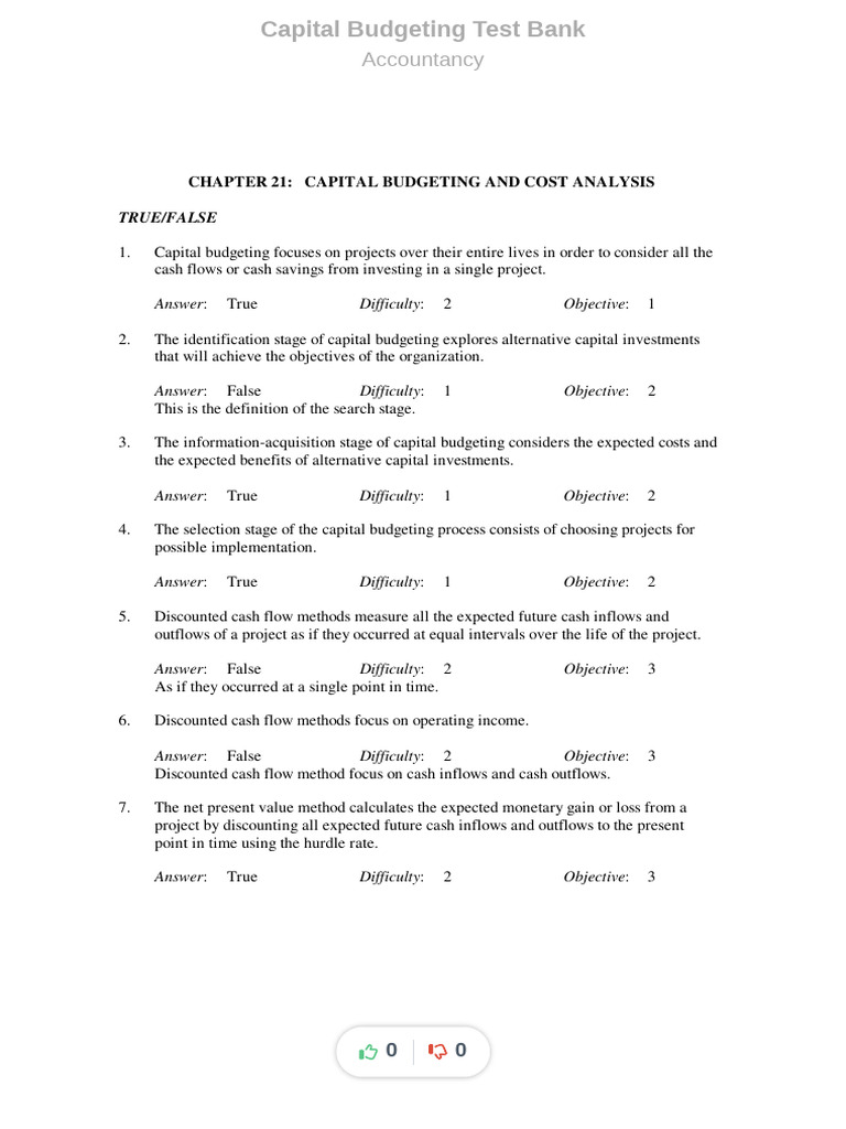 Capital Budgeting Test Bank Compress | PDF | Depreciation | Net Present ...