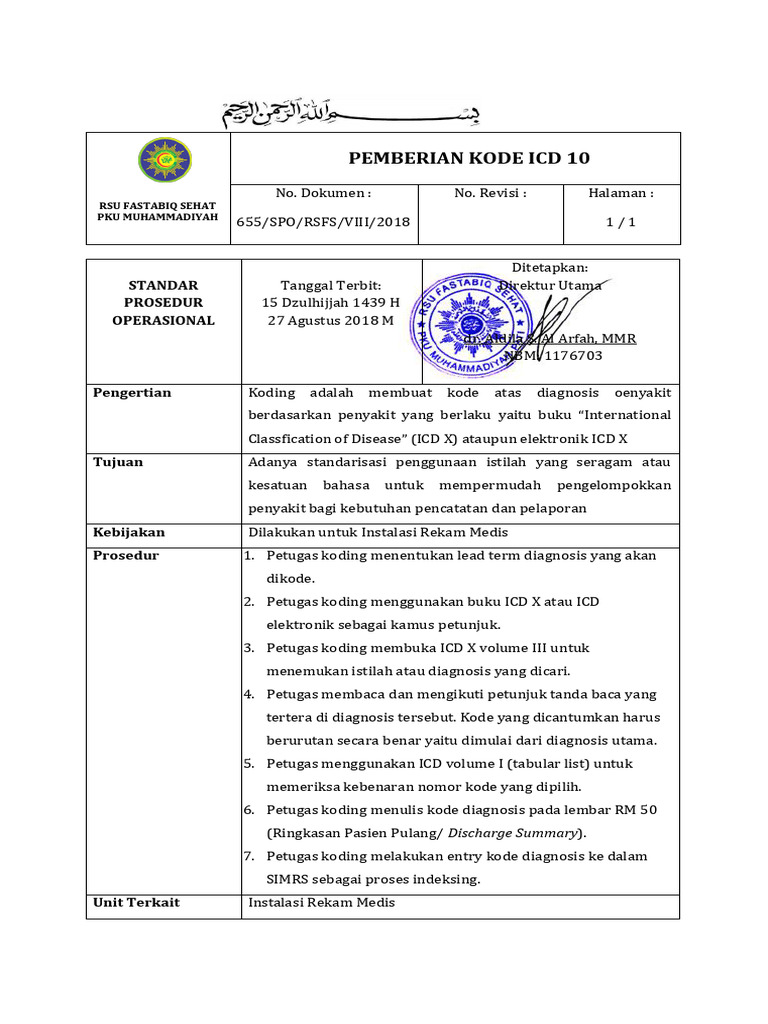 Panduan Koding ICD 10 RSU | PDF