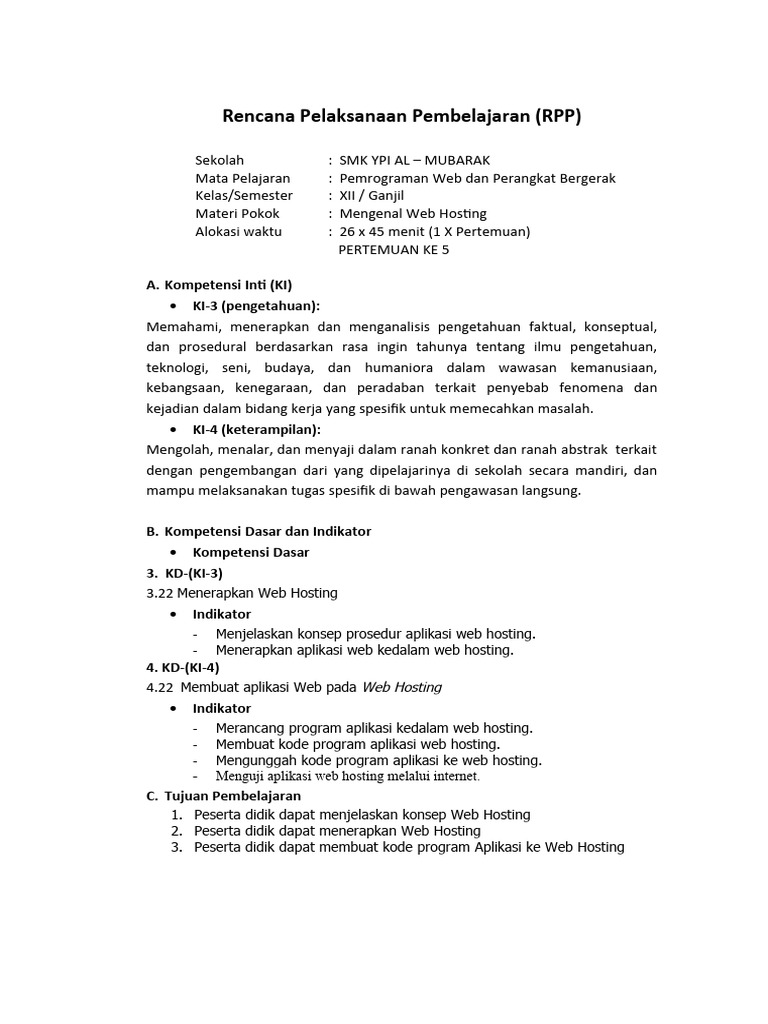 RPP PWPB XII SM I 5 oke | PDF