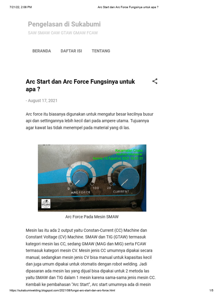 Arc Start Dan Arc Force Fungsinya Untuk Apa | PDF